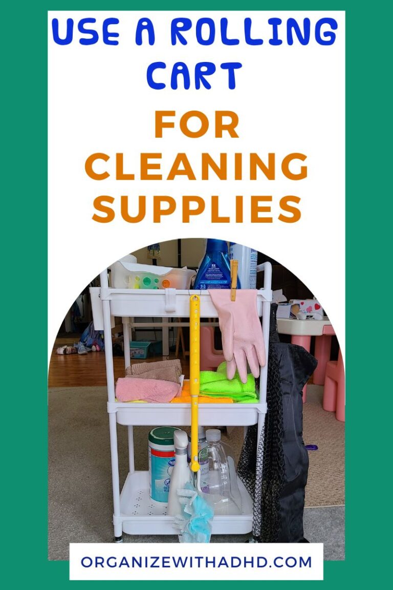 Organized Cleaning Supplies With a Rolling Cart - organizewithadhd.com